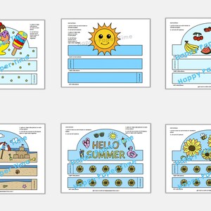 Summer Paper Crown Headband Coloring Ice Cream Party Activity Printable ...
