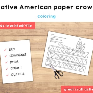 Native American Paper Headband Crown Party Coloring Printable Kids ...