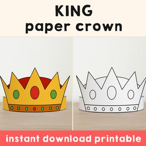 King Paper Crown Template Fantasy Medieval Party Headband Coloring ...