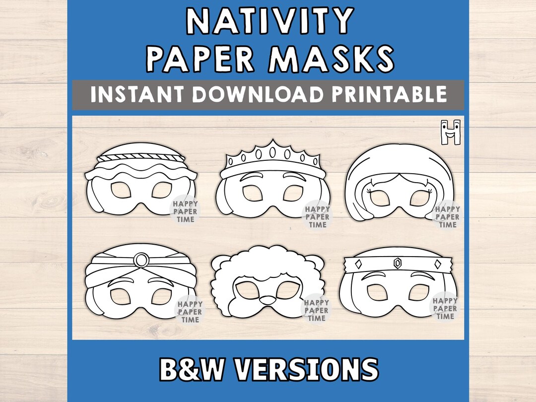 Nativity Masks Kids, Nativity Play Kids Masks, Nativity Printables Kids ...