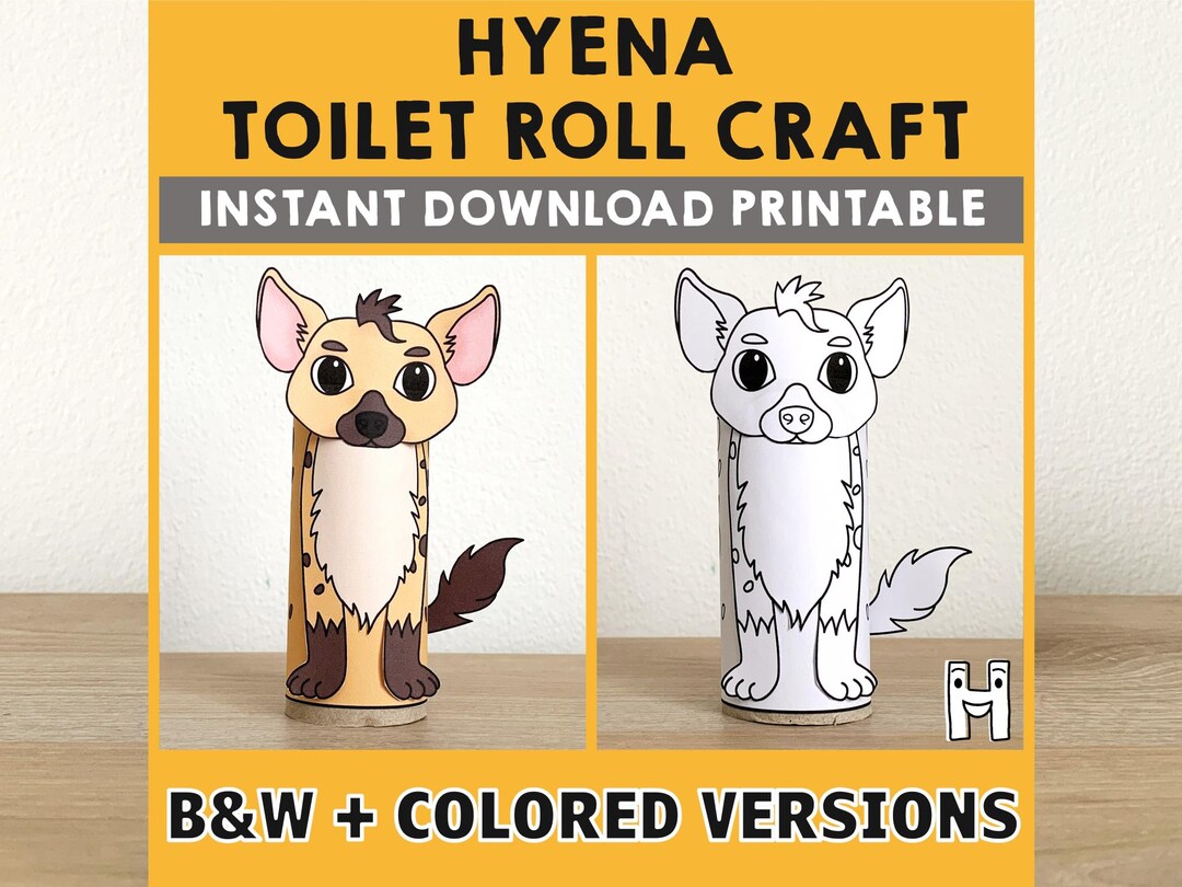 Hyena Toilet Paper Roll Craft African Animal Safari Party Coloring ...