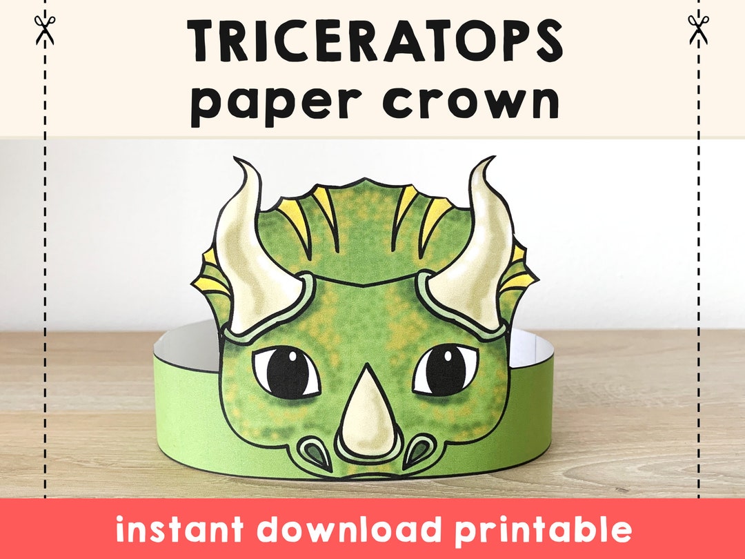 Triceratops Paper Craft Crown Party Template Printable Kids Dinosaur ...