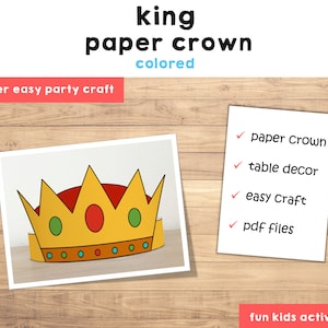 King Paper Crown Template Fantasy Medieval Party Headband Costume ...