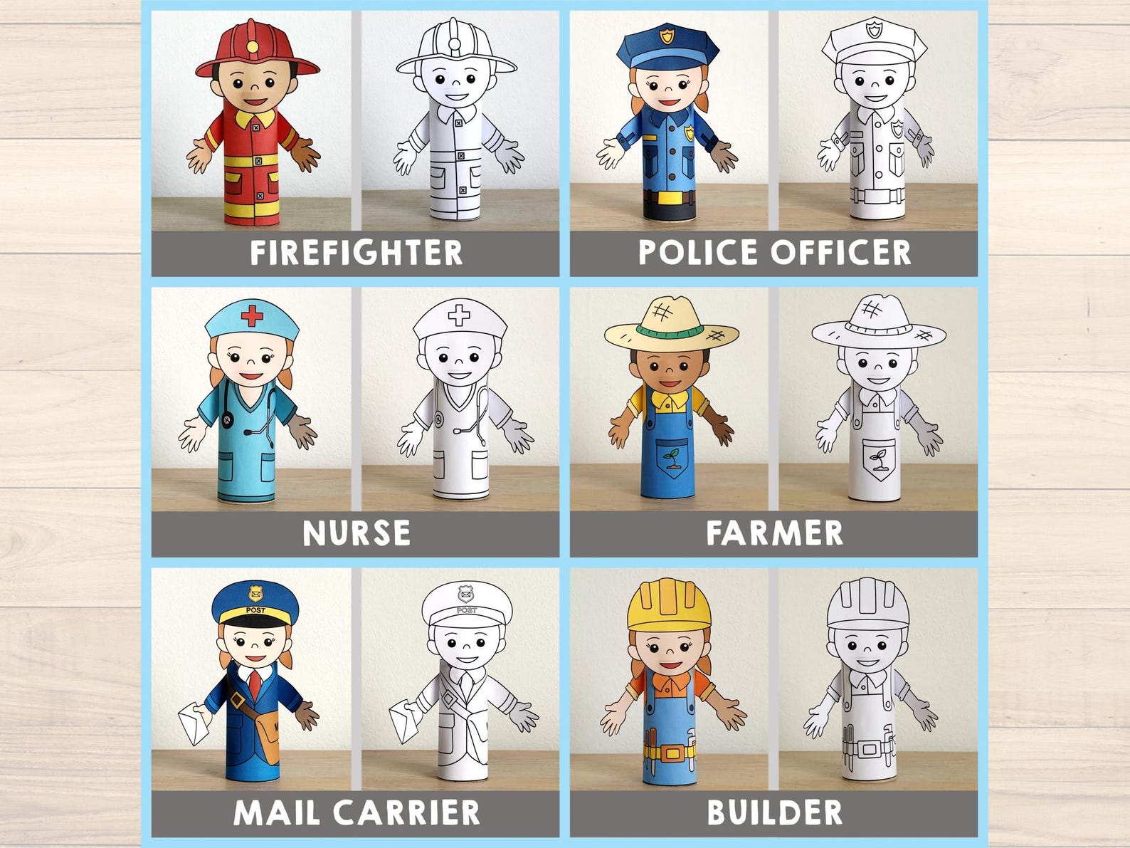 Community Helpers Toilet Paper Roll Craft Activity Career Day Party ...