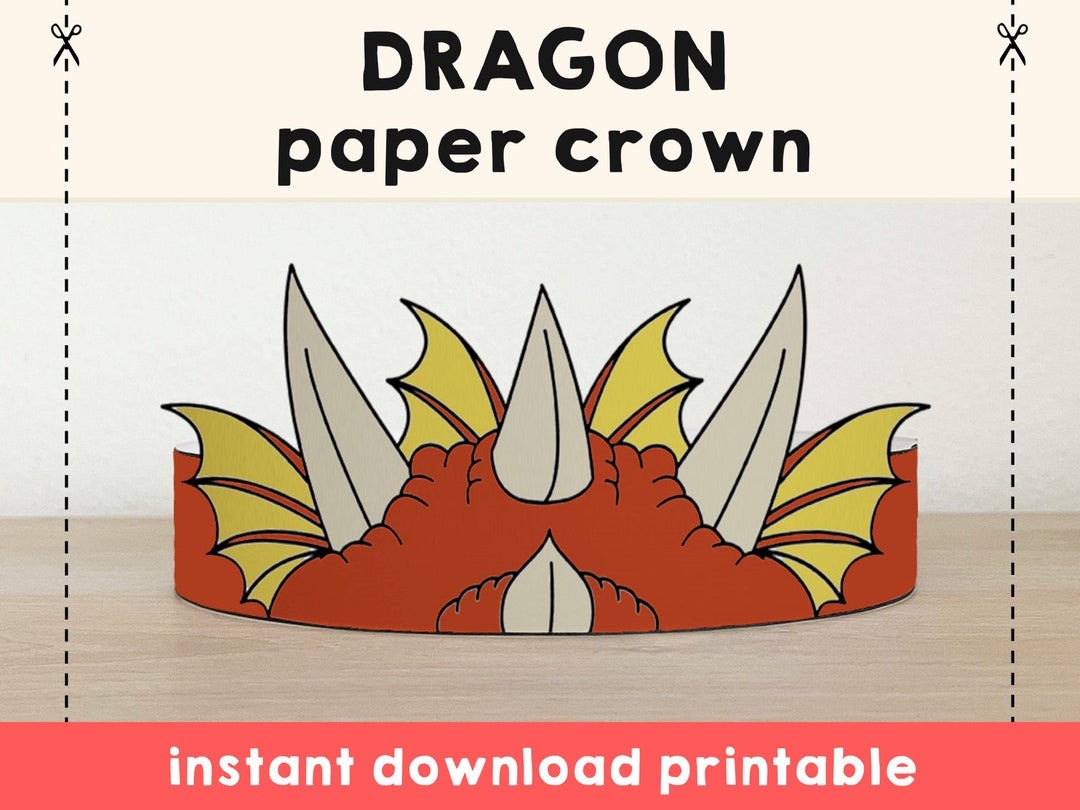 Dragon Paper Crown Template Fantasy Party Headband Costume Printable ...