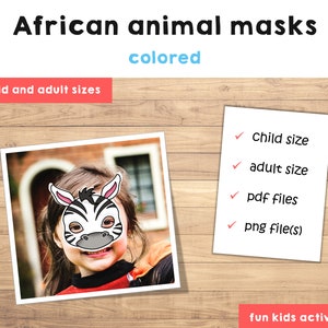 African Masks Animal Template Giraffe Hippo Lion Zebra Hyena Warthog ...