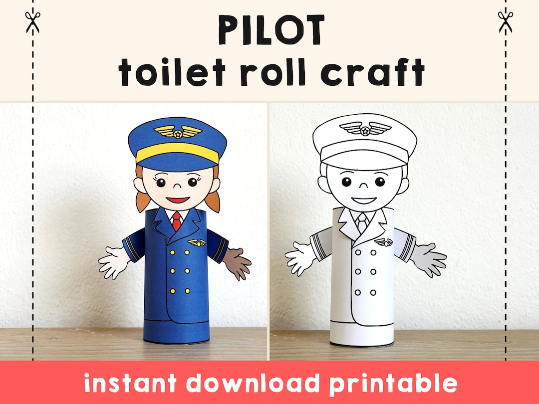 Pilot Toilet Paper Roll Craft Airline Party Coloring Printable ...