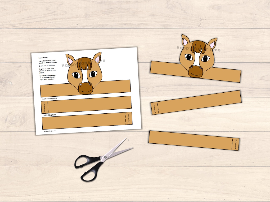Pony Paper Crown Horse Template Coloring Activity Printable - Etsy ...