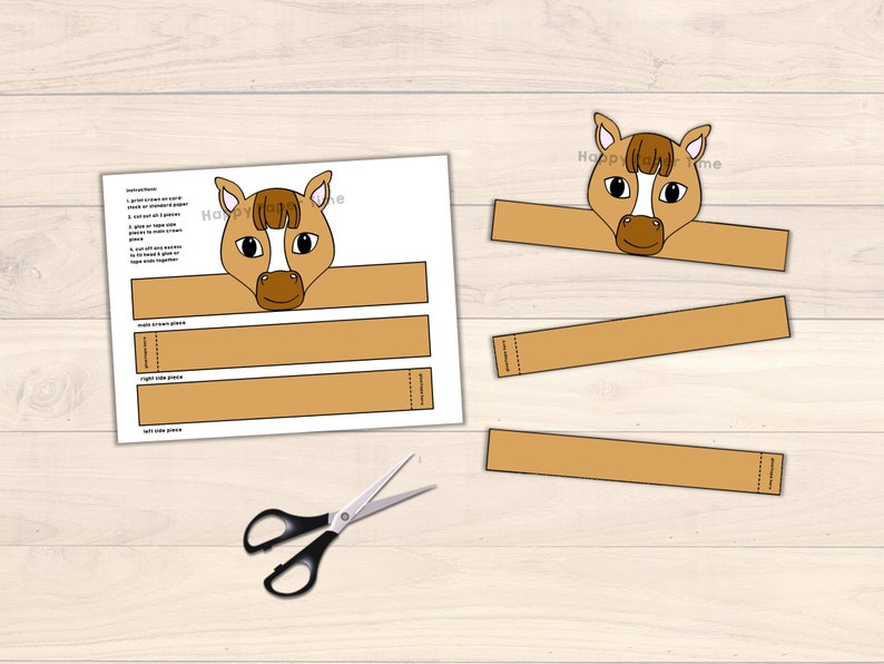 Pony Paper Crown Horse Template Coloring Activity Printable Kids Craft ...