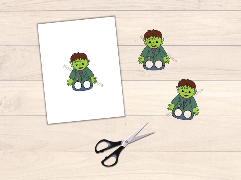 Frankenstein Paper Craft Printable Halloween Spooky Day Finger Puppet ...