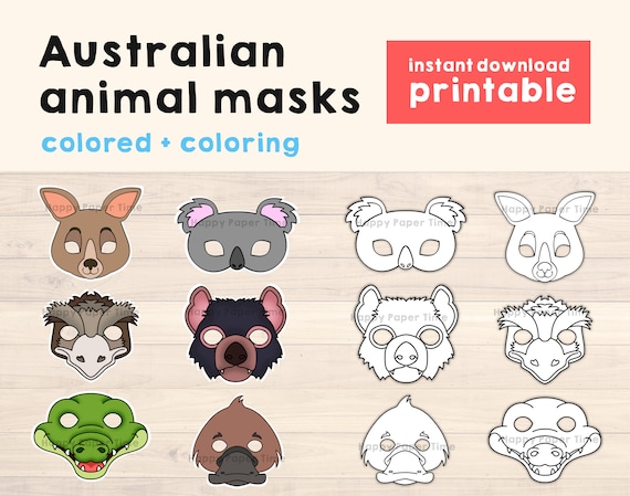 Koala Mask Kangaroo Mask Australian Animal Mask Crafting | Etsy