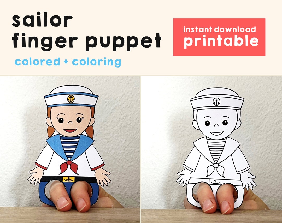 Sailor Paper Craft Printable Community Helper Finger Puppet Kids Craft ...