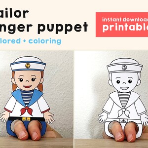 Sailor Paper Craft Printable Community Helper Finger Puppet Kids Craft ...