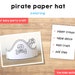 Pirate Hat Paper Crown Template Pirate Captain Party Headband Coloring ...