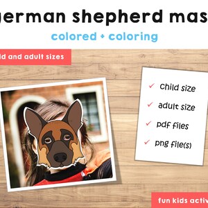 German Shepherd Dog Mask Animal Mask Party Favor Printable Dog Costume ...