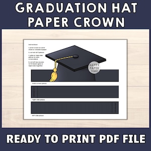 Graduation Cap Paper Crown Party Teacher Printable Kids Craft ...