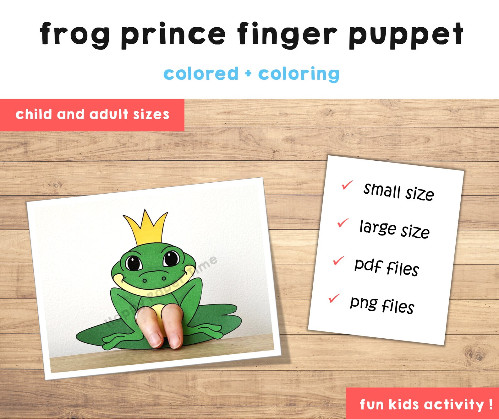 Frog Prince Paper Craft Printable Pond Animal Finger Puppet - Etsy