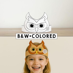 Owl Paper Crown Activity Printable Kids Craft Woodland Forest Birthday ...