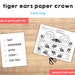 Tiger Ears Paper Crown Headband Party Coloring Printable Kids - Etsy