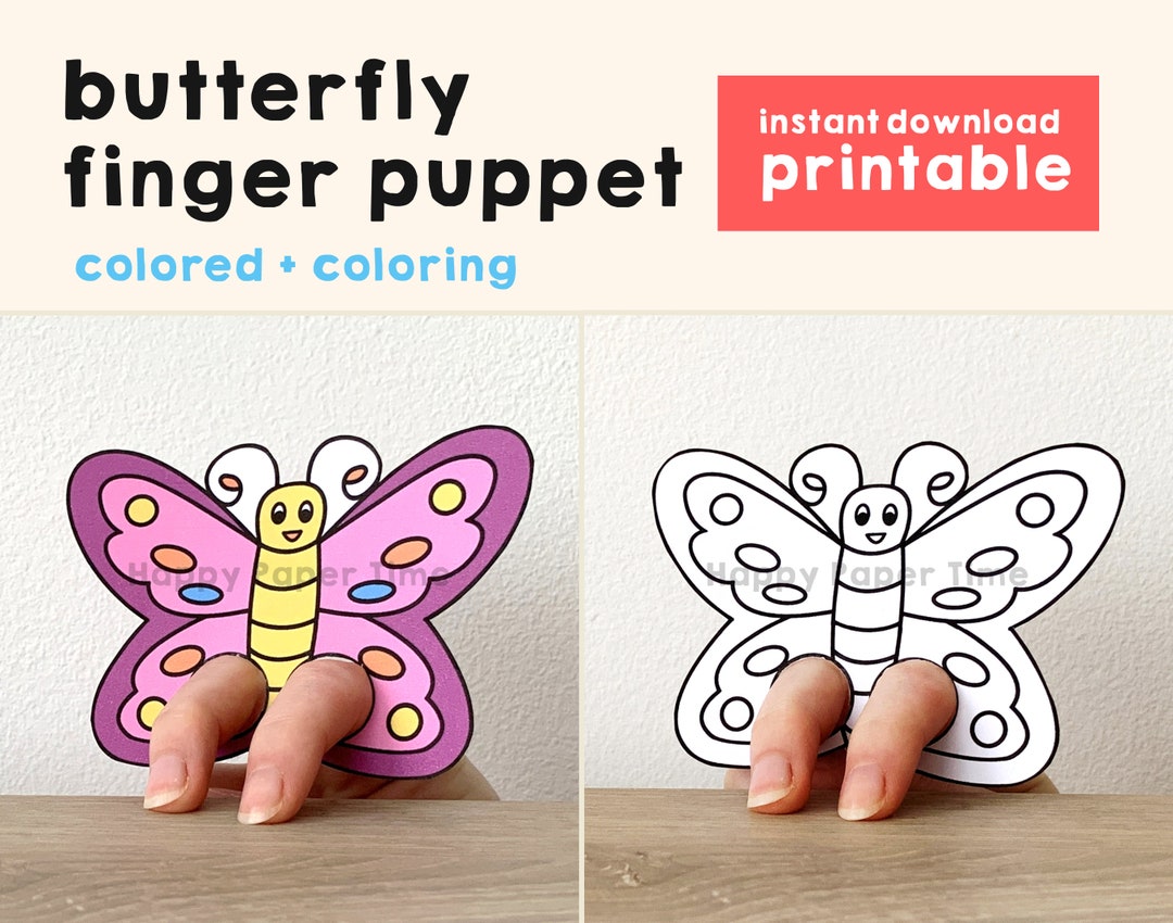 Butterfly Paper Craft Printable Finger Puppet Template Kids Craft ...