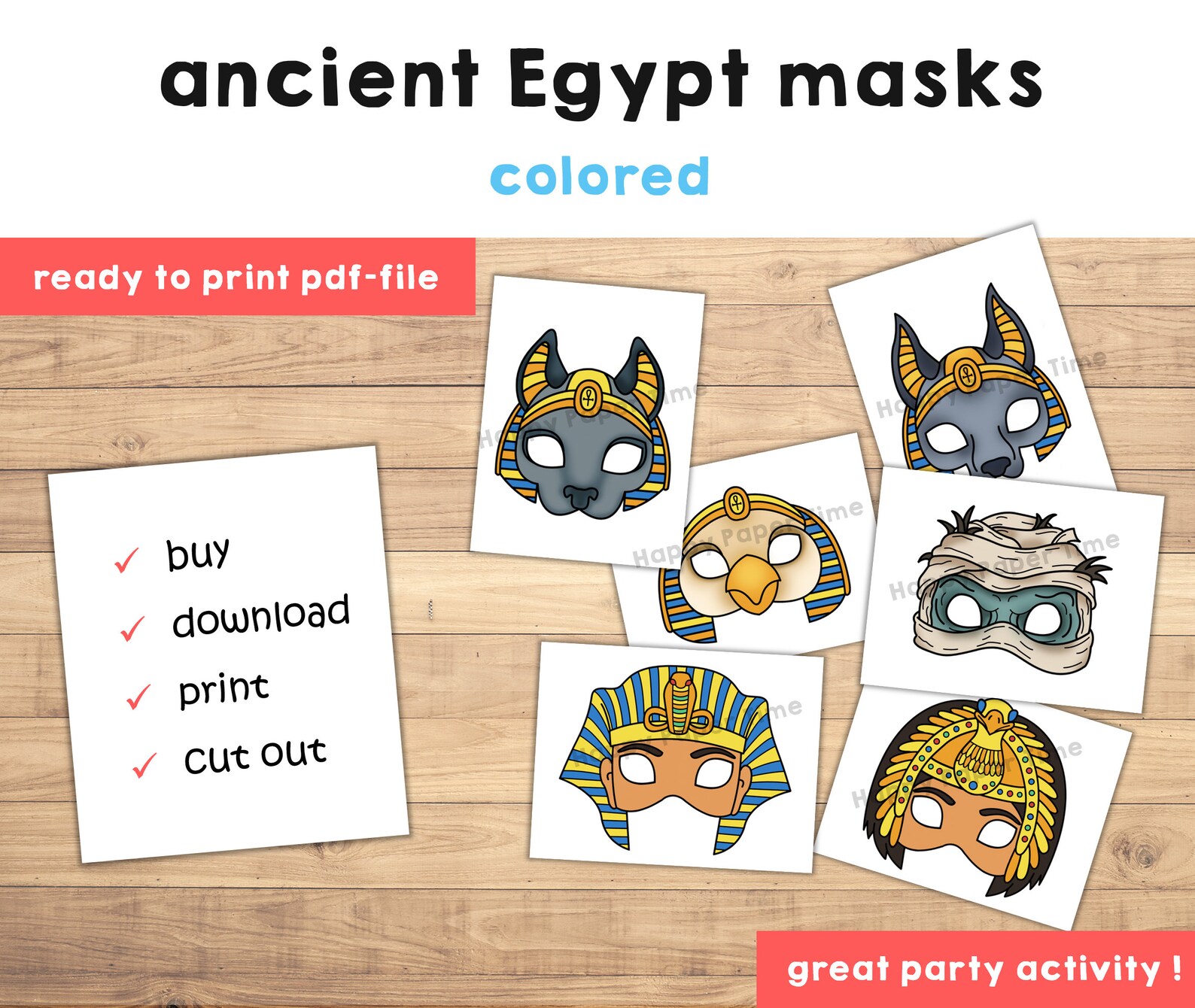 Ancient Egypt Masks Template Pharaoh Cleopatra Mummy Horus - Etsy