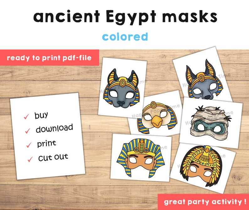 Ancient Egypt Masks Template Pharaoh Cleopatra Mummy Horus - Etsy