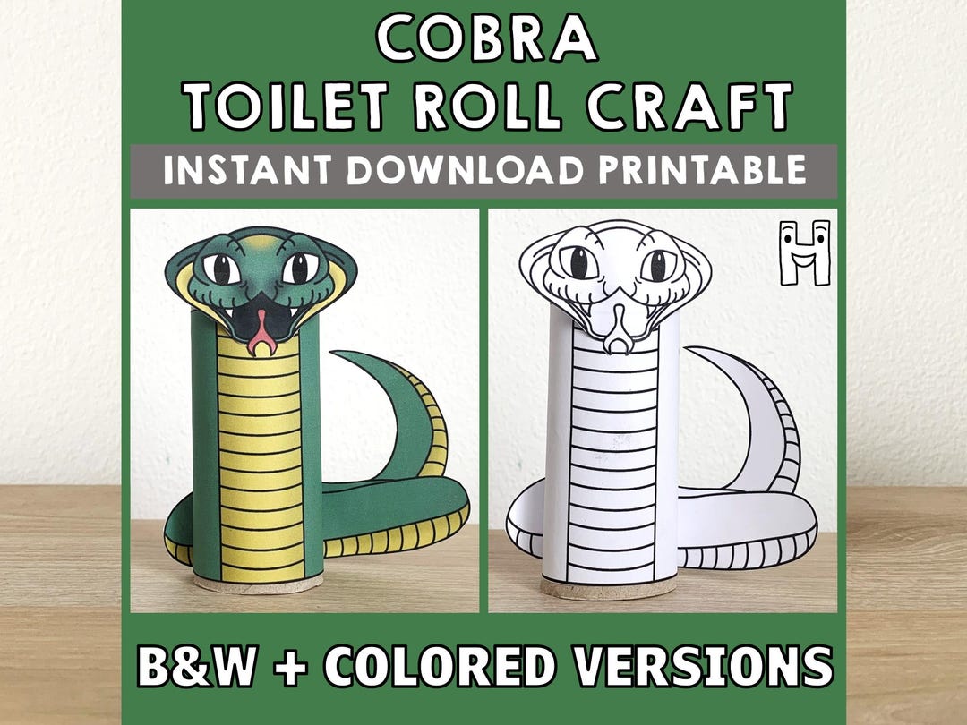 Cobra Snake Toilet Paper Roll Craft Asian Reptile Jungle Party Coloring ...