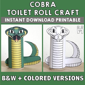 Cobra Snake Toilet Paper Roll Craft Asian Reptile Jungle Party Coloring ...