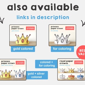 Princess Paper Crown Coloring Printable Kid Craft Princess Birthday ...