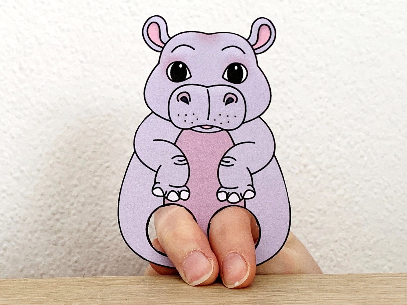 Hippo Paper Craft Printable African Animal Finger Puppet Kids - Etsy