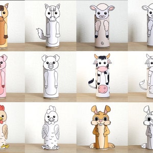 Farm Animals Toilet Paper Roll Craft Party Coloring Printable ...