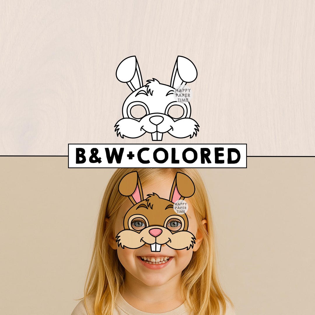 Bunny Mask Paper Rabbit Pet Animal Mask Party Favor Pet Printable ...