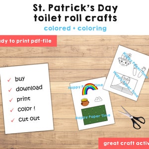 St. Patrick's Day Toilet Paper Roll Craft Activity Leprechaun Shamrock ...