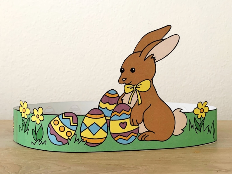 Easter Bunny Hat Paper Crown Coloring Headband Easter Cut Out - Etsy