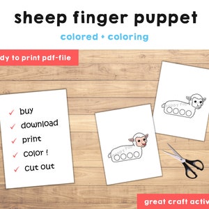 Sheep Paper Craft Printable Farm Animal Finger Puppet Pretend Play Kids ...