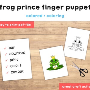Frog Prince Paper Craft Printable Pond Animal Finger Puppet Kids Craft ...