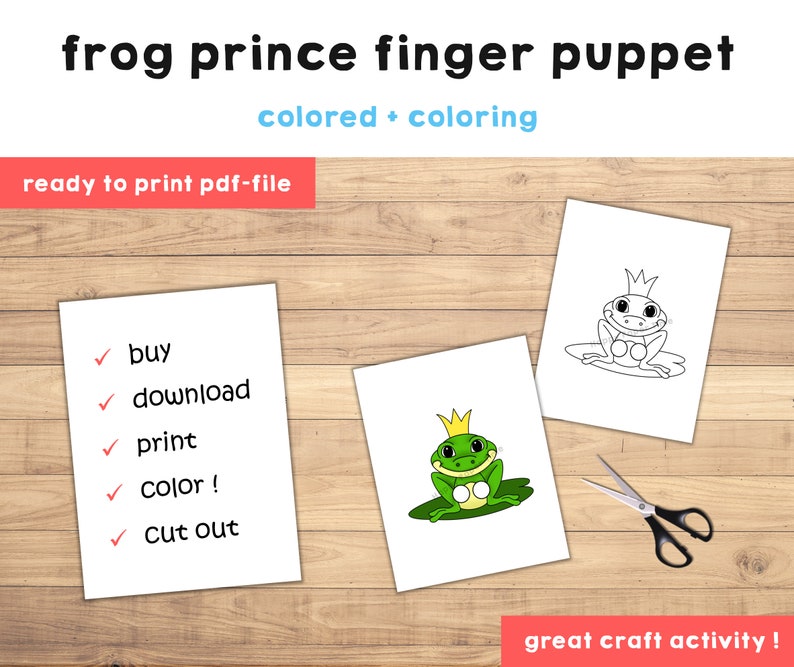 Frog Prince Paper Craft Printable Pond Animal Finger Puppet - Etsy