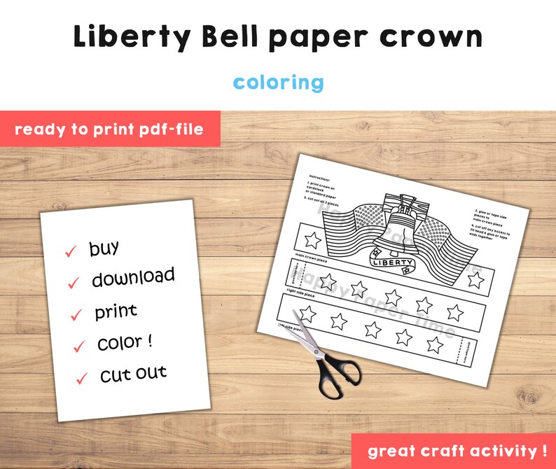 Liberty Bell Paper Crown 4th of July America Patriotic Headband ...