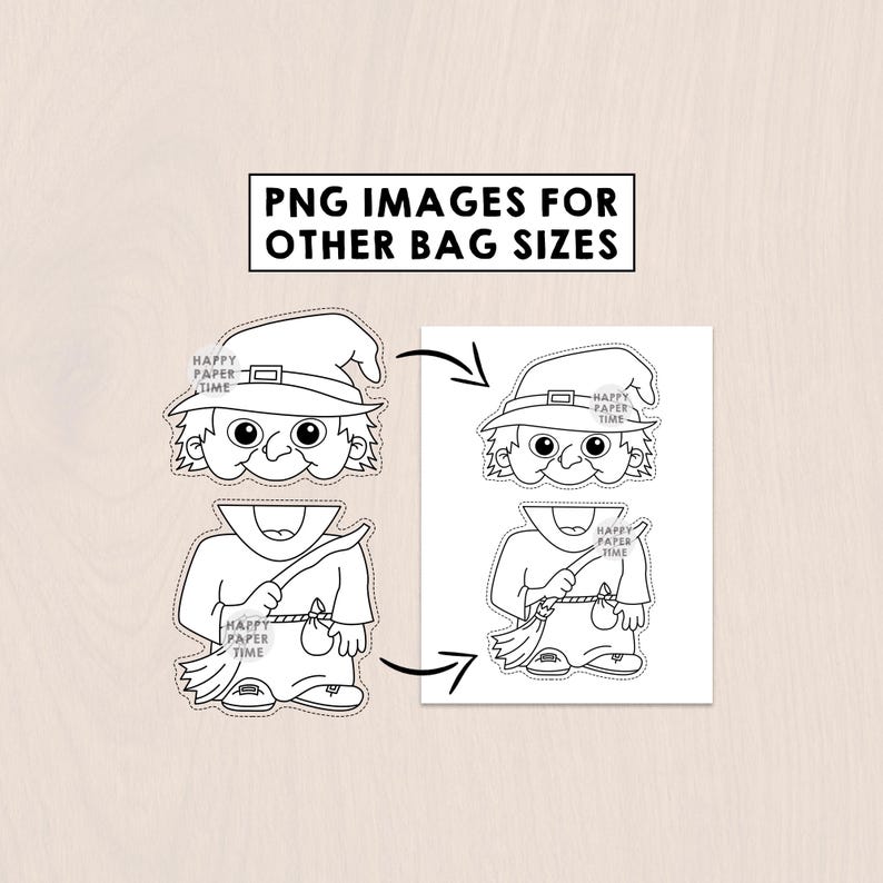 Witch Paper Bag Puppet Printable Halloween Craft Activity Cut Paste ...