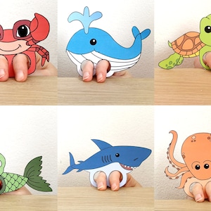 Ocean Animals Paper Craft Printable Finger Puppet Template Kids Craft ...