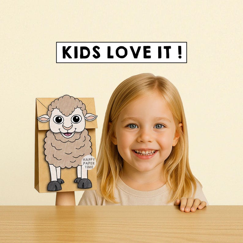Sheep Lamb Paper Bag Puppet Printable Farm Animal Craft Activity Cut ...