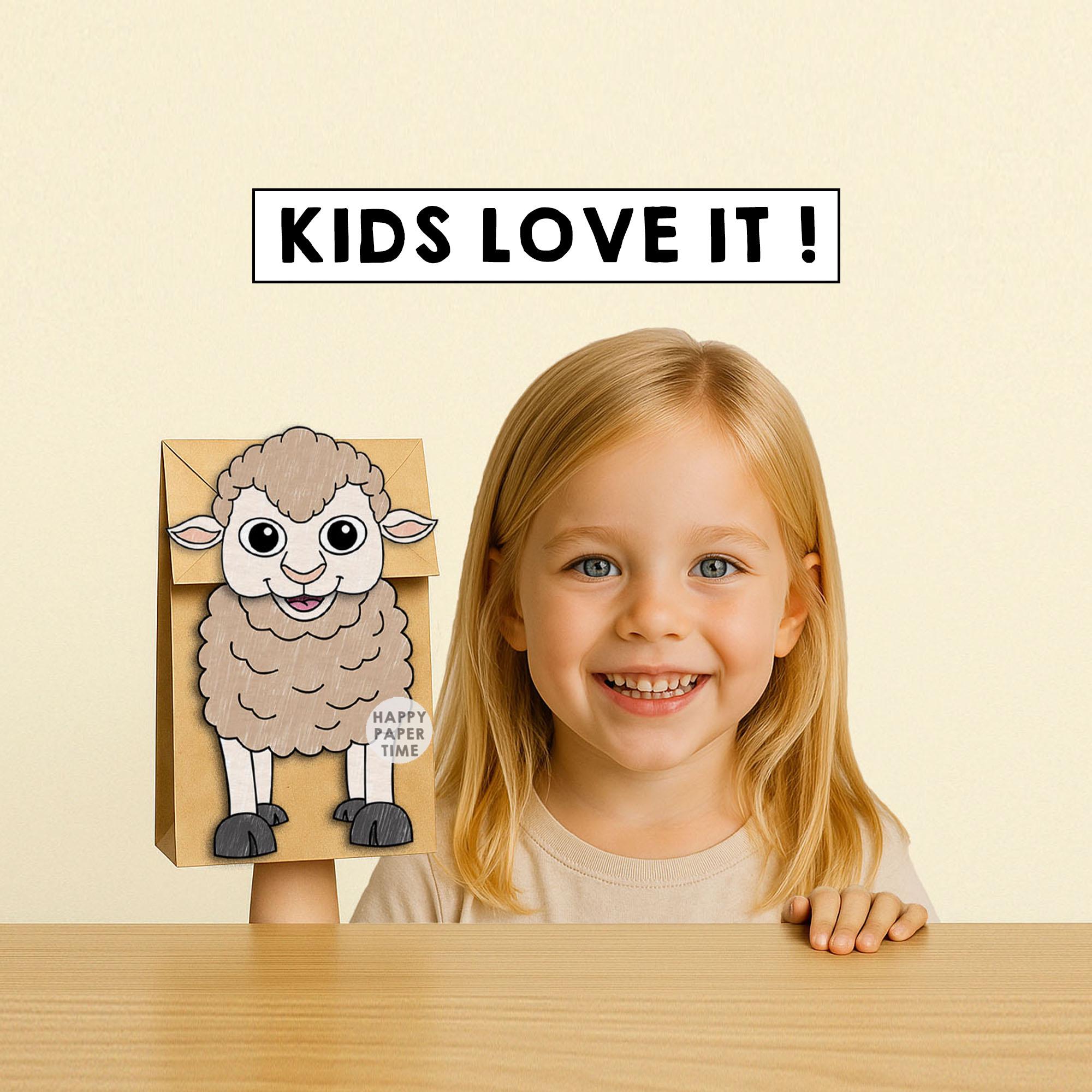 Sheep Lamb Paper Bag Puppet Printable Farm Animal Craft Activity Cut ...