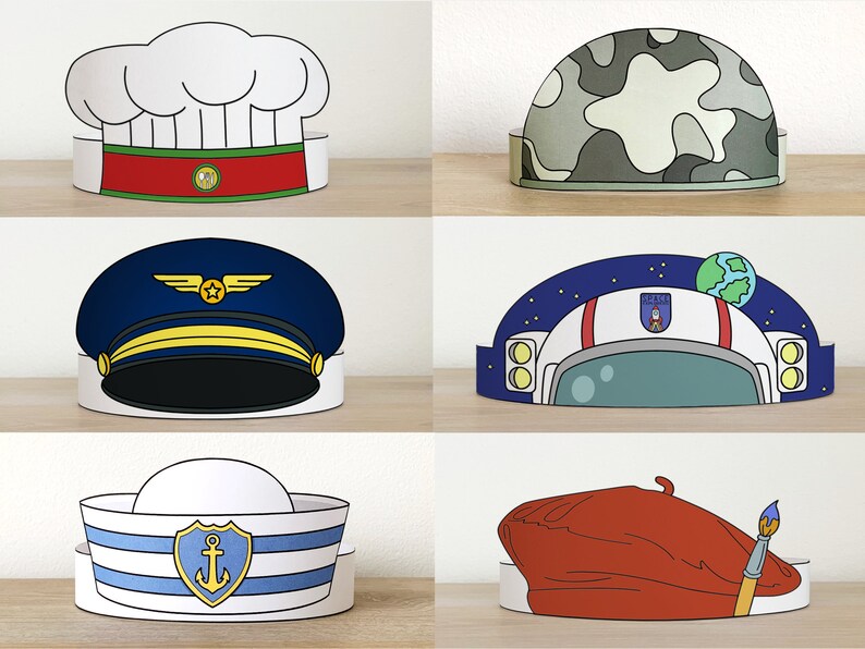 Community Helpers Paper Crowns Astronaut Pilot Chef Sailor Soldier ...