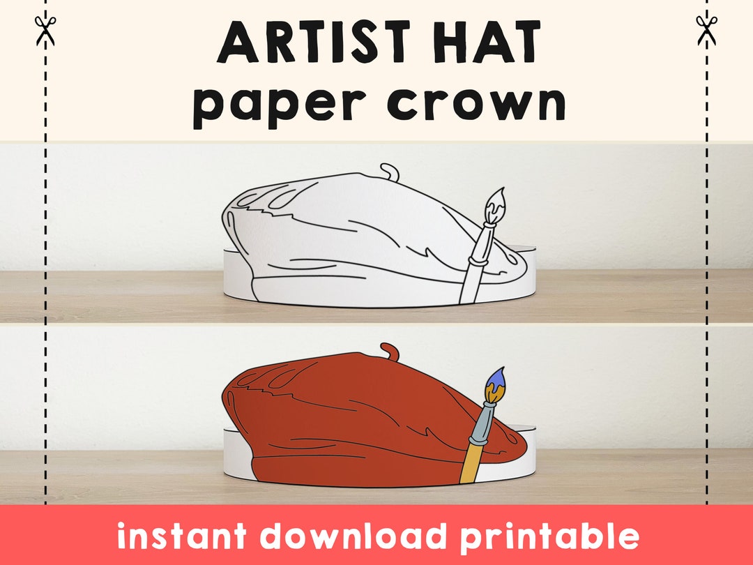 Artist Hat Painter Paper Crown French Party Coloring Printable Kids ...