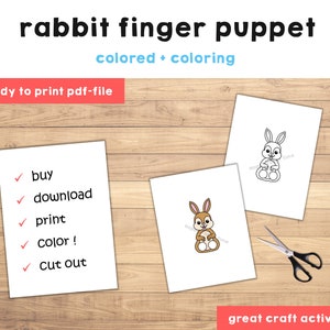 Rabbit Bunny Paper Craft Printable Farm Animal Finger Puppet Kids Craft ...