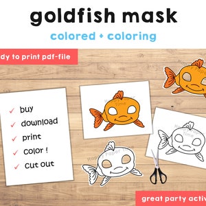 Goldfish Mask Paper Fish Pet Animal Mask Party Favor Pet Printable ...