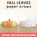 Fall Leaves Paper Crown Thanksgiving Autumn Party Coloring Printable ...