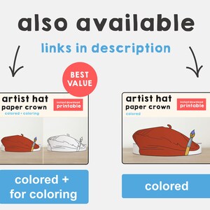 Artist Hat Painter Paper Crown French Party Coloring Printable Kids ...