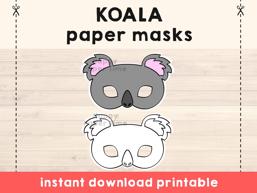 Koala Mask Printable, Koala Costume, Koala Birthday Theme Australian ...