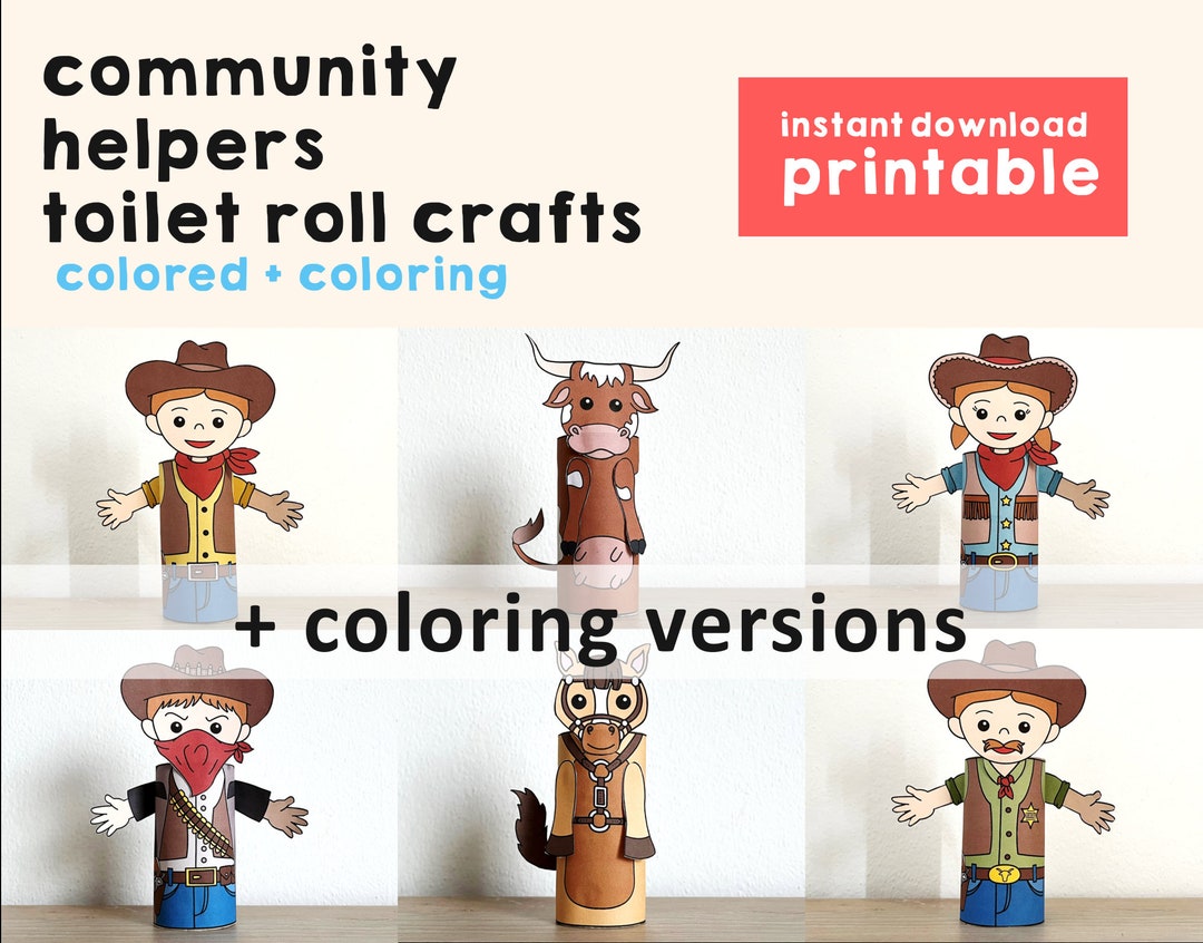 Wild West Toilet Paper Roll Craft Activity Cowboy Party Coloring ...